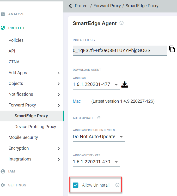 Controlling uninstall capability
